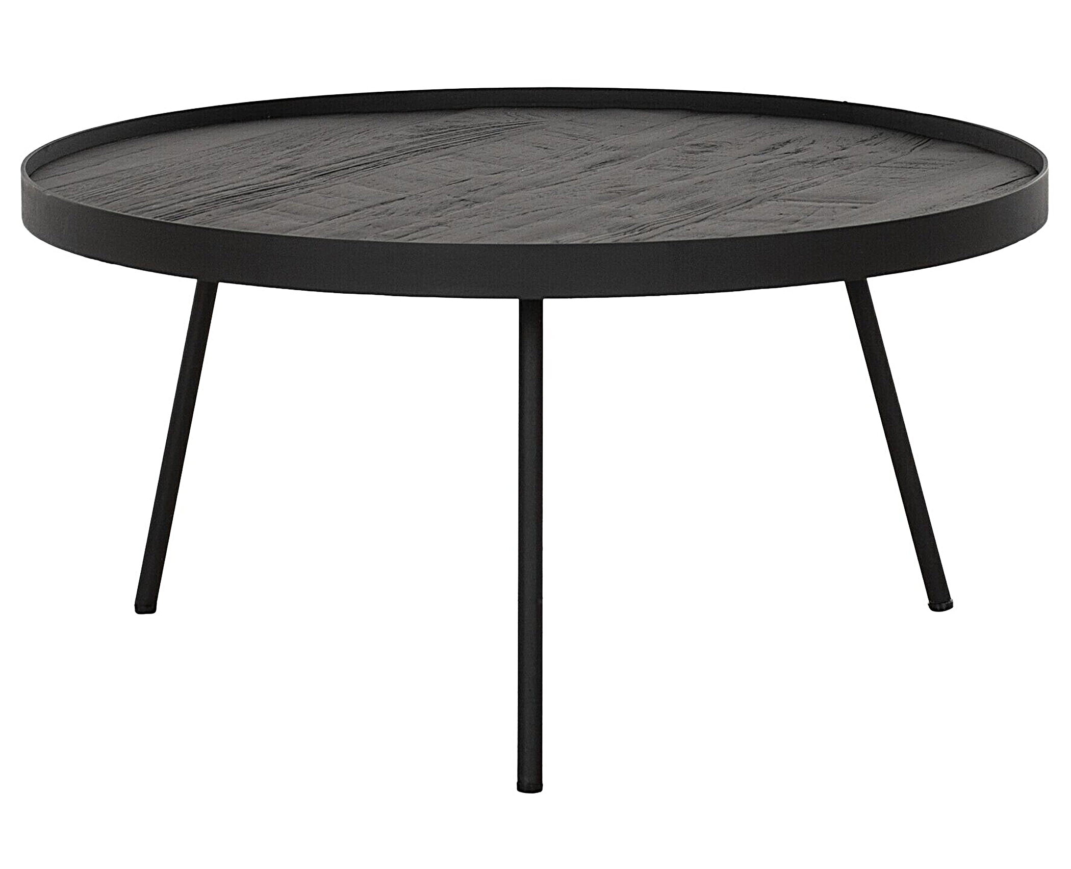 Coffee table Saturnus large BLACK,30xØ60 cm, recycled teakwood ...