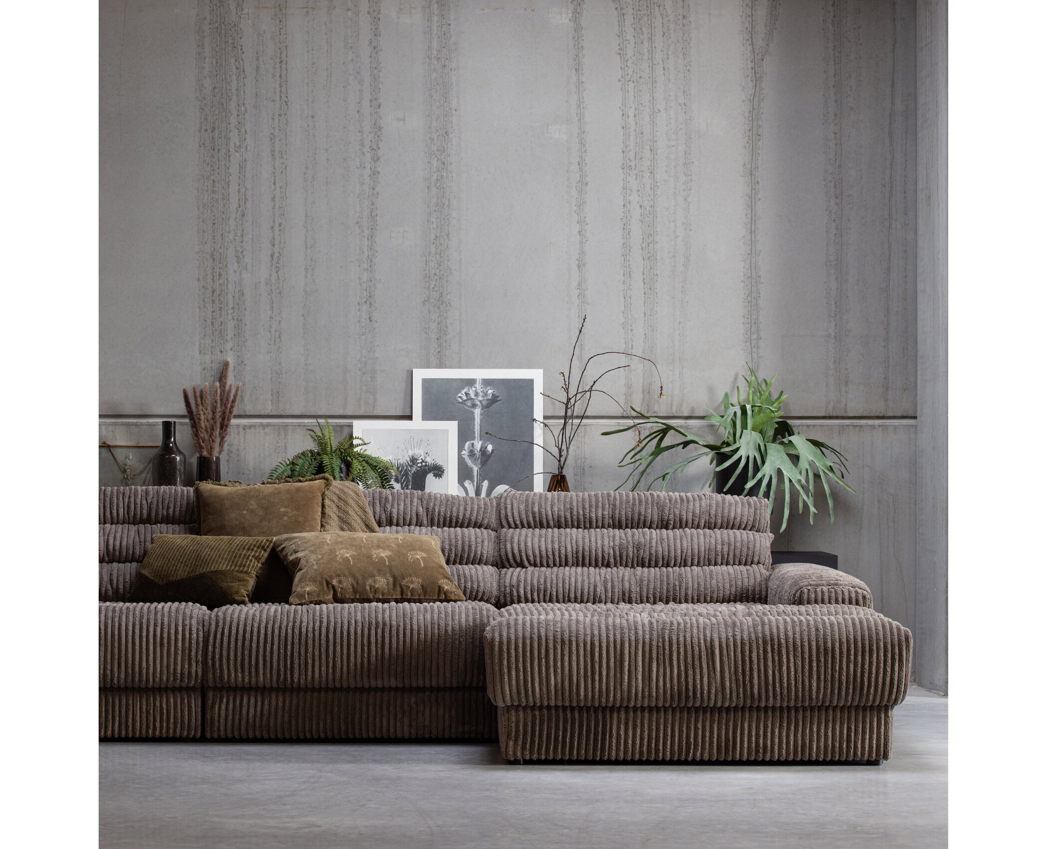 Date Hoekbank Rechts Grove Ribstof Terrazzo - BePureHome | Meubelplaats.nl