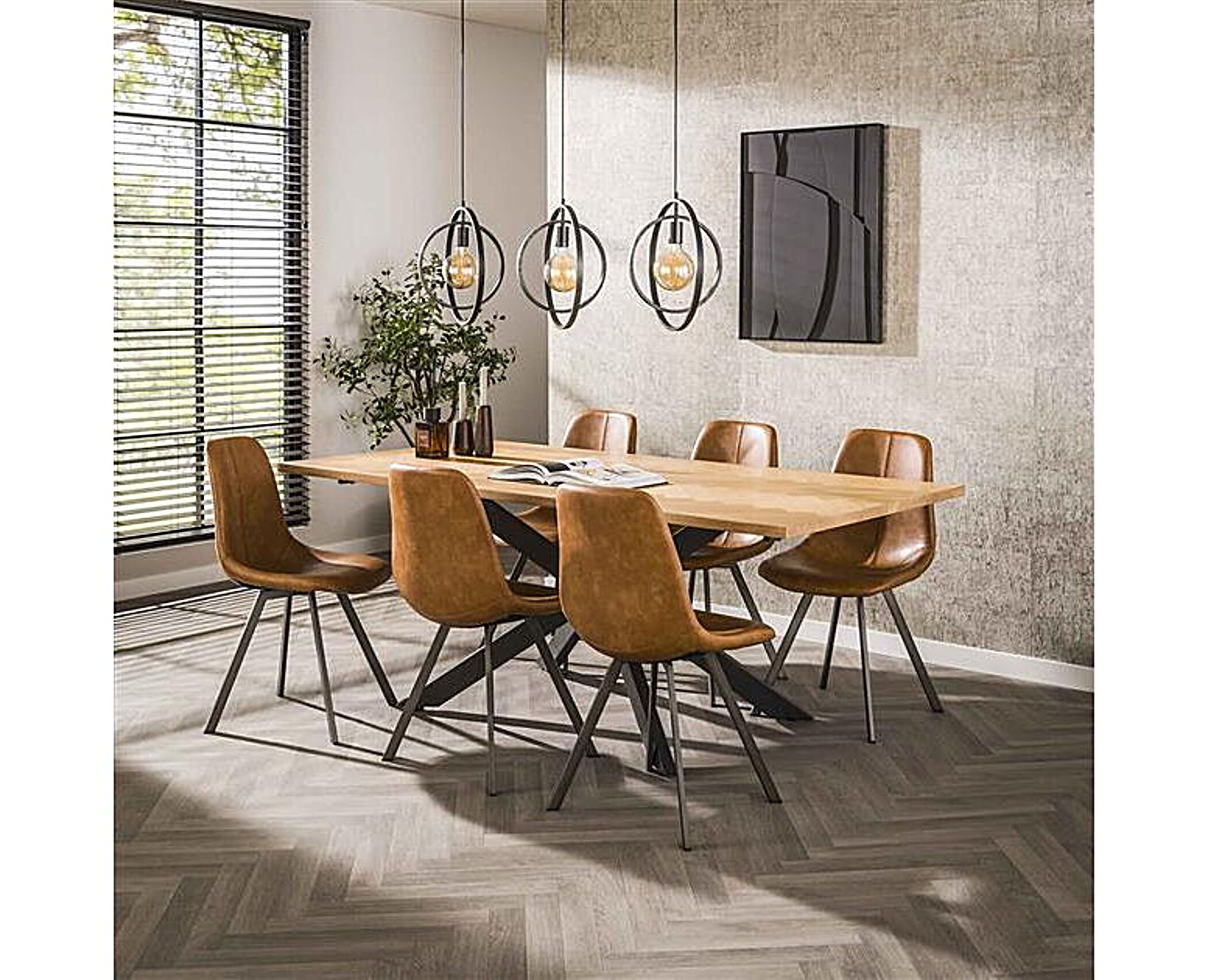 Eettafel Loft 200 cm visgraat fineer - Naturel eiken kopen ...