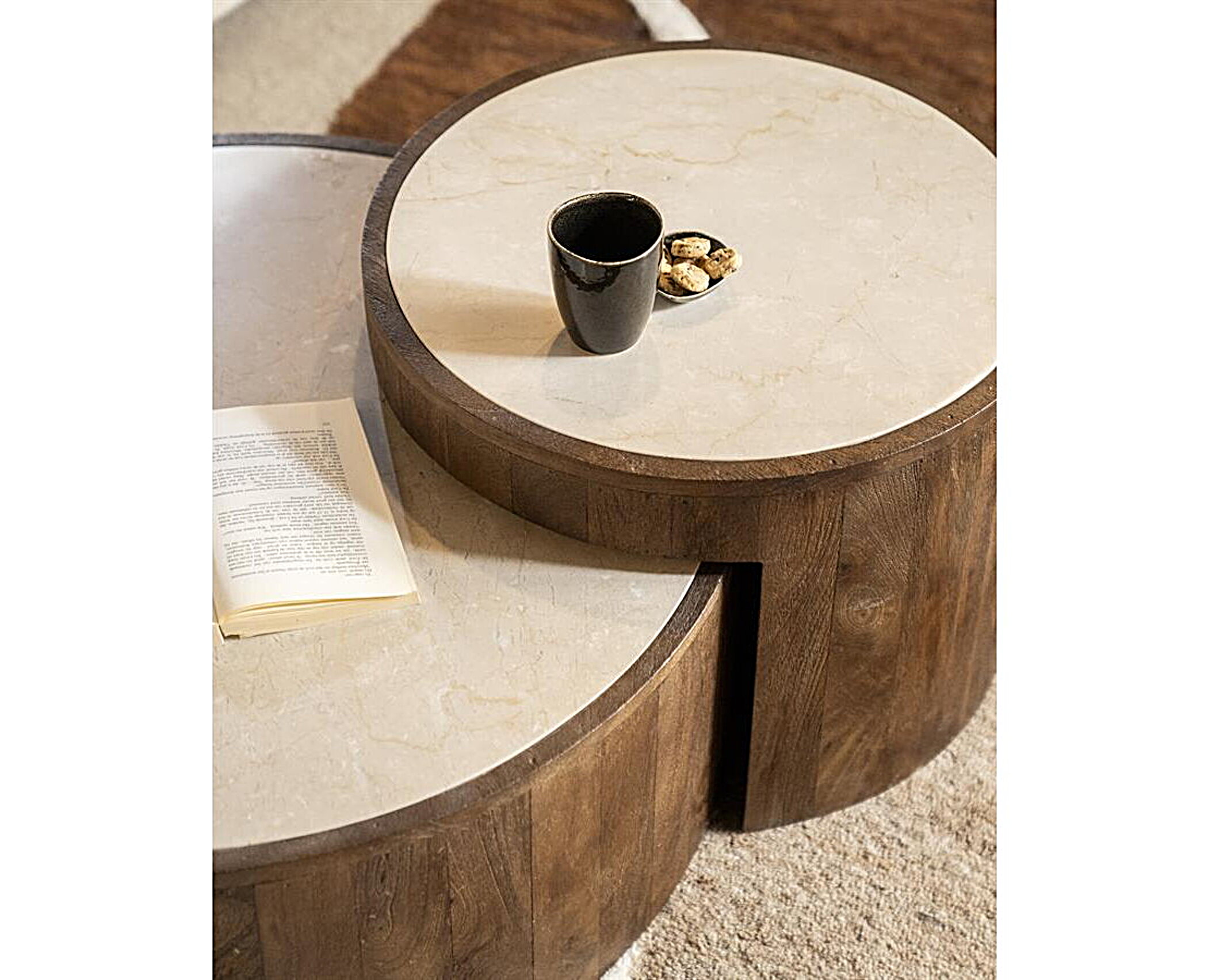 Salontafel set Hazel Rond marmer - bruin van Eleonora kopen ...