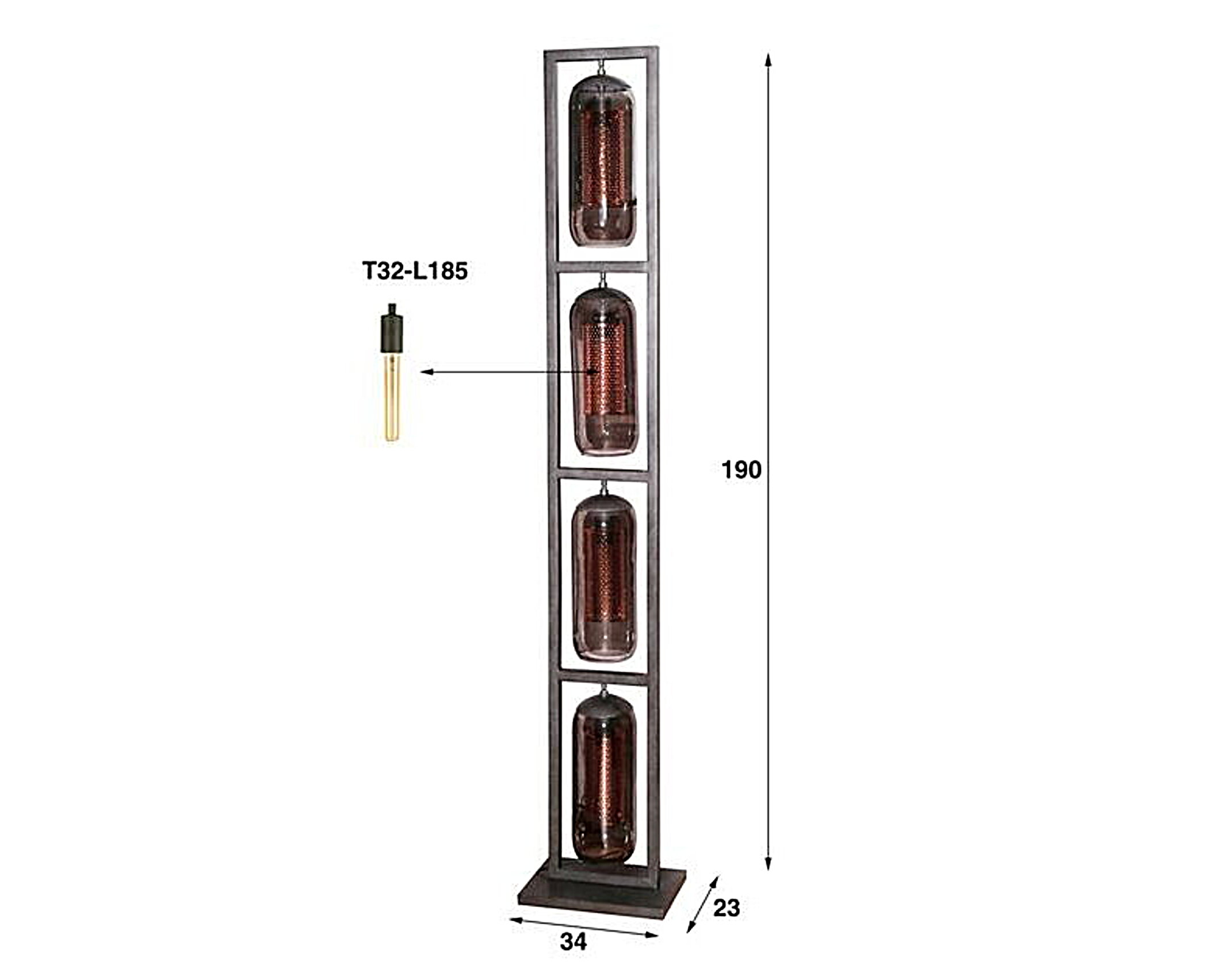 Vloerlamp tower smoke glas - geperforeerd staal kopen? | Meubelplaats.nl