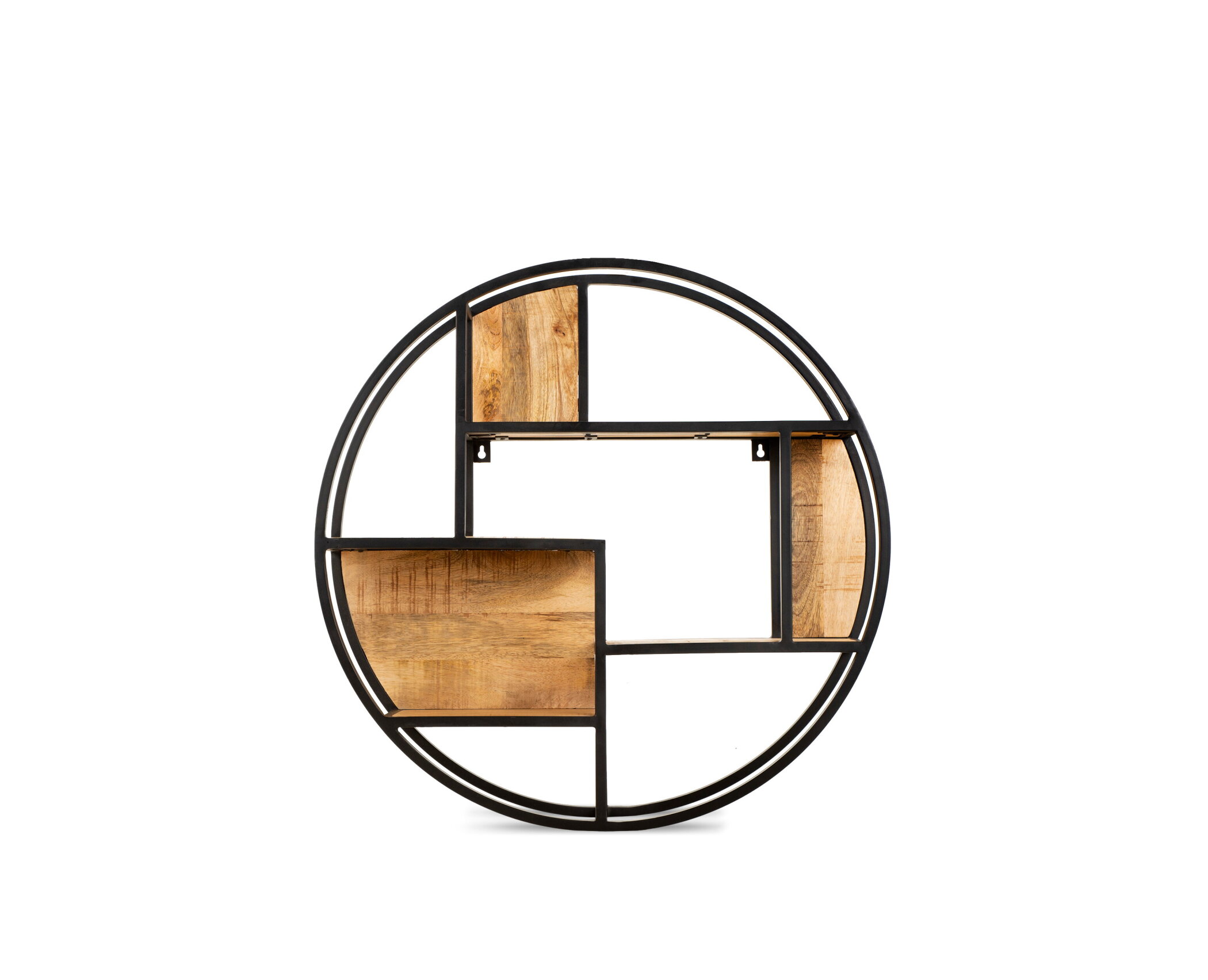 Rond wandschap wandrek wandkast diameter 100 cm mangohout metaal ...