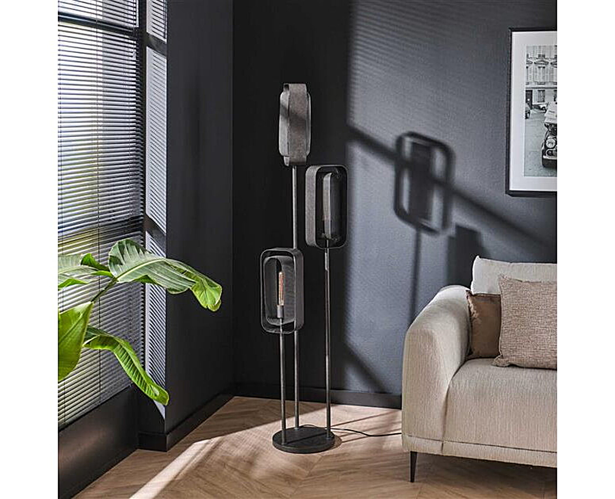 Vloerlamp Mesh rotate 3 lampen - Artic zwart kopen? | Meubelplaats.nl